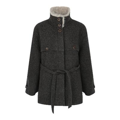 solighter羊毛短款收腰毛呢外套