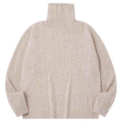 PSO Brand男装女装【羊毛】混纺极简RL风针织麻花纹高领毛衣外套