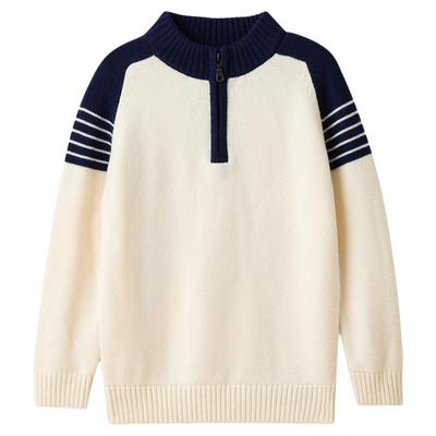 儿童纯羊毛衫半拉链男童女童