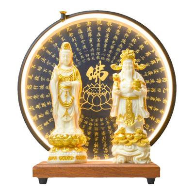 中式祝福观世音财神爷摆件