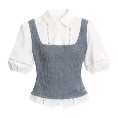 FragileHeart韩系学院假两件衬衫