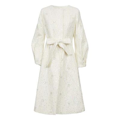 s.deer小香风灯笼袖收腰长款风衣