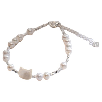 南珠宫淡水珍珠手链贝壳工艺小猫