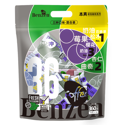本真咖啡粉包混合装36袋意式便携