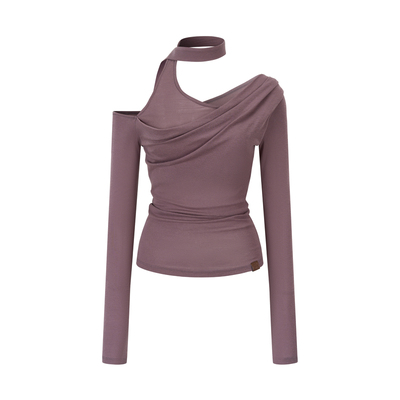 VIAPITTI长袖T恤飘带不规则露肩