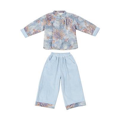 汉服女童加棉加厚新中式国风冬装套装拜年服男童唐装儿童演出服