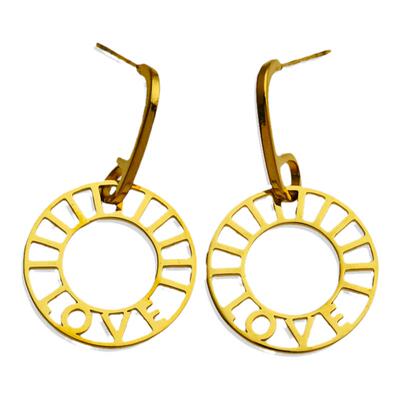 欧美特色圆形镂空love耳环金属