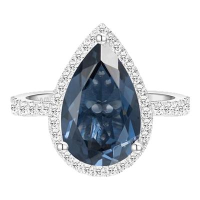 银色蓝色梨形密镶戒指apmMONACO