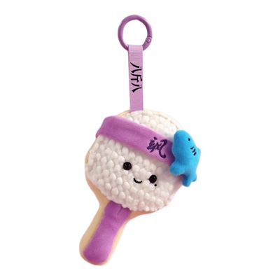 鲨鱼乒乓球拍莎莎周边毛绒挂件