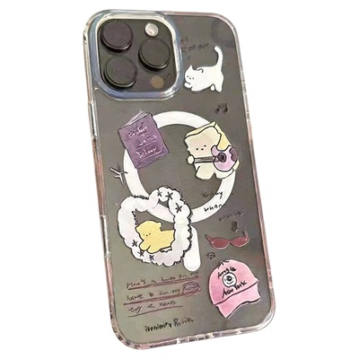 Cute Cartoon Bread Guitar Design Clear Magnetic Shockproof Cover 适用 iPhone 17 Pro Max 16 15 14 11