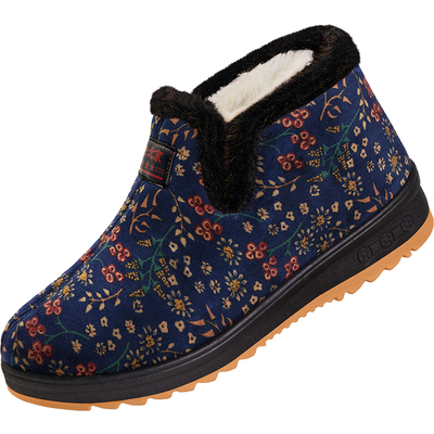 老北京布鞋女冬妈妈保暖加绒棉鞋