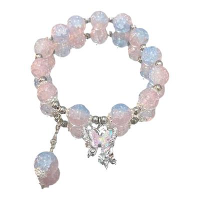 超仙气蝴蝶玉碎琉璃手链女ins小众森系手串渐变色可爱学生党闺蜜