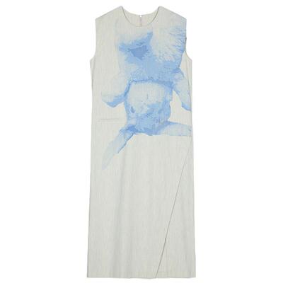 谜底针织连衣裙无袖2025春新品文艺风宽肩原创印花长裙251ML0075