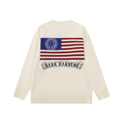 十字架提花圆领毛衣男女宽松秋冬