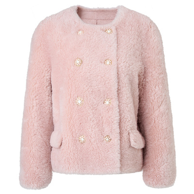 MAXRIENY精致贵雅感羊毛仿皮草外套名媛气质