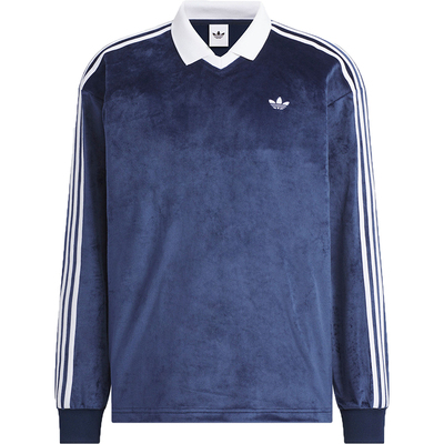 Adidas/阿迪达斯正品三叶草男女柔软天鹅绒针织运动POLO衫KQ5486