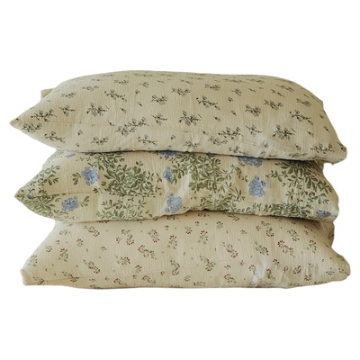 北欧插画ins风纯棉双层纱枕套