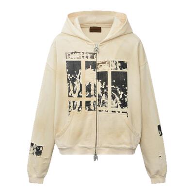 BIRTH OF ROYAL CHILD.BORC 【宋亚轩同款】闪光灯做旧拉链卫衣男