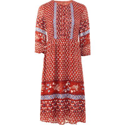 渔休闲宽松真丝真丝印花连衣裙子