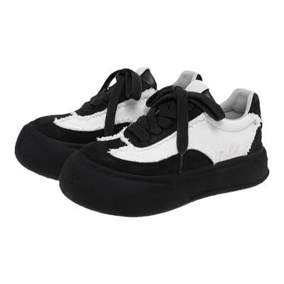 【黄子弘凡同款】SOAP OPERA黑白熊猫德训鞋2024新款增高厚底板鞋