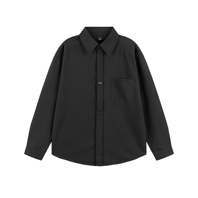 Dream made美式高级感黑色长袖衬衫男款春季通勤休闲男生衬衣外套