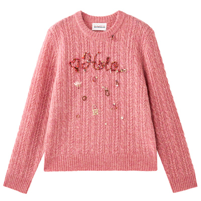 MICartsy圆领百搭钉珠毛衣