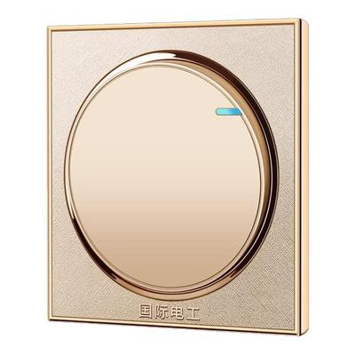 国际电工金色圆形开关插座面板