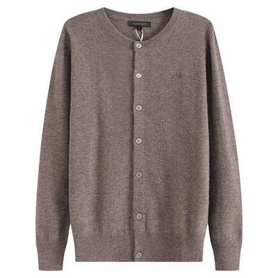 2026新款老钱风纯色圆领开衫100羊毛%时尚百搭针织毛衫