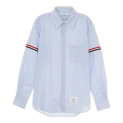 THOM BROWNE 2025春夏男士纯棉长袖条纹衬衫银泰百货精品 301574