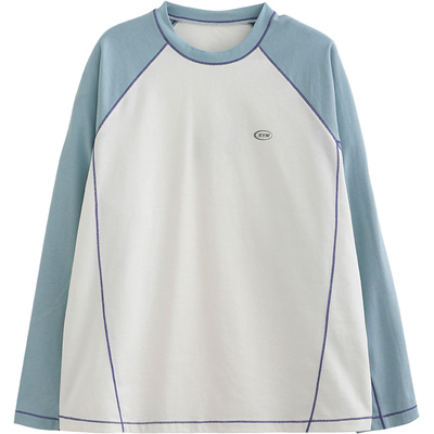 诺诺公主S1N初中生2026春季户外运动风插肩袖T恤女青少年撞色上衣