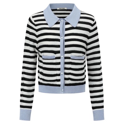 SHROENRO条纹撞色毛衫