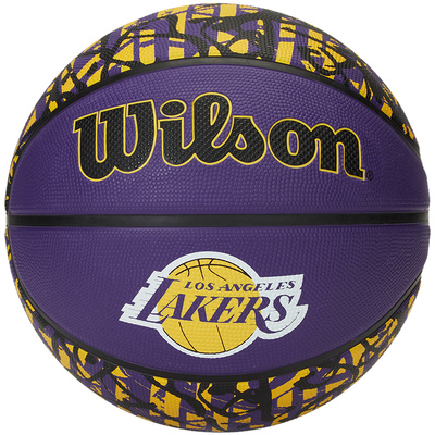 Wilson威尔胜NBA球队橡胶涂鸦系列湖人队青少年成人室外7号篮球