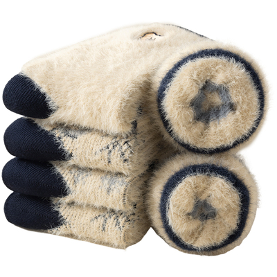 儿童袜子男童秋冬季加绒加厚水貂绒双针保暖女童中筒地板宝宝睡觉