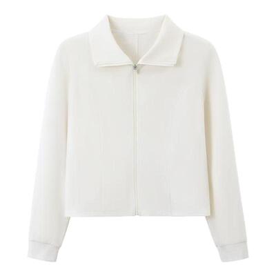bbfer本依凡春季白色外套女无帽紧身卫衣时尚减龄简约WYSWT0155
