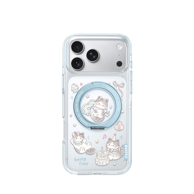 ZHIZHE×猫咪生日会适用iPhone17Promax手机壳新款ip15磁吸带支架Go8苹果16Pro保护套支点透明高级感13pm女