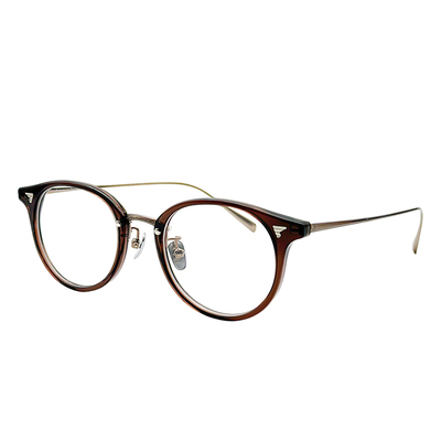 超轻纯钛素颜茶色椭圆框眼镜女