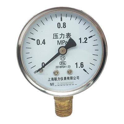Y-60压力表气压表地暖管道打压水压表0-1 1.6 2.5MPA PT1/4 2分