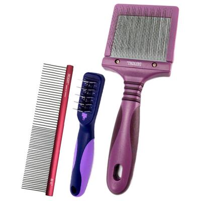 【自营】船记宠物排梳DL103双紫星开结布偶猫咪长棉质拉毛针梳刷