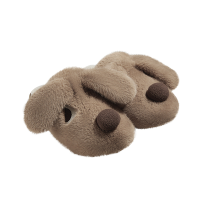 朴西长耳狗厚底加绒棉拖鞋女