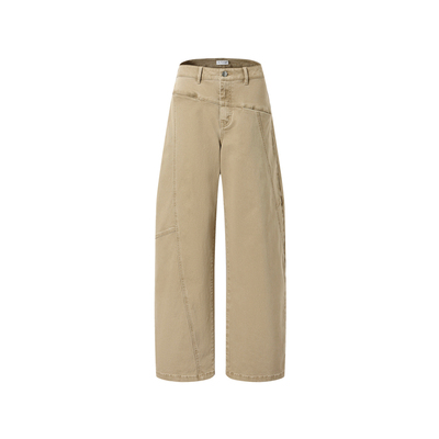 JAC FLEURANT秋冬新品不对称分割卡其弯刀裤宽松垂感休闲裤