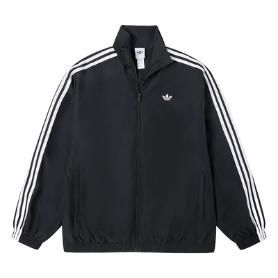Adidas阿迪达斯黑色运动风立领宽松休闲三条杠拉链休闲外套KD2894