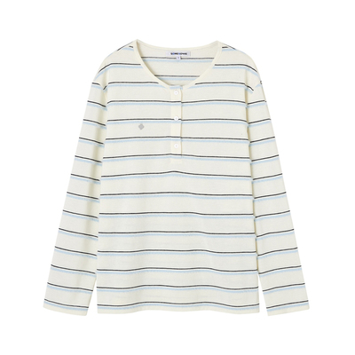 SOMESOWE 假两件宽间距条纹上衣