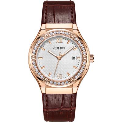 聚利时官旗轻奢锆石夜光日历女表