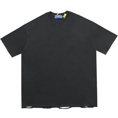 磨烂短袖T恤五笔青年潮牌