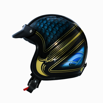 意大利TRRF碳纤维复古头盔女夏季半盔男巡航踏板摩托车四分之三盔