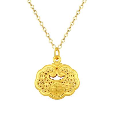 新年礼物周大生黄金吊坠女足金如意福锁包挂坠素金项链坠送女朋友