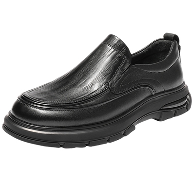 森达休闲皮鞋男2025冬新舒适一脚蹬厚底商务休闲鞋QJ040DM5