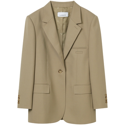 LANCY/朗姿2025冬新款气质优雅羊毛宽驳领西装外套女简约通勤上衣