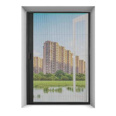 免打孔铝合金折叠伸缩纱窗平开窗