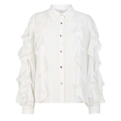 sdeer荷叶边吊带两件套雪纺衬衫